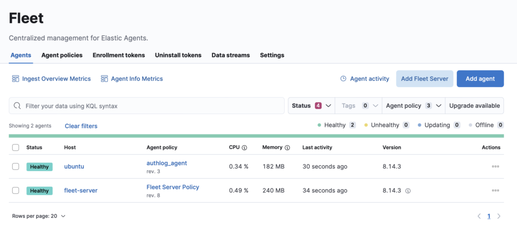ElasticSearchを使ったlog収集2 -Elastic Agentの追加- · hirohirolab