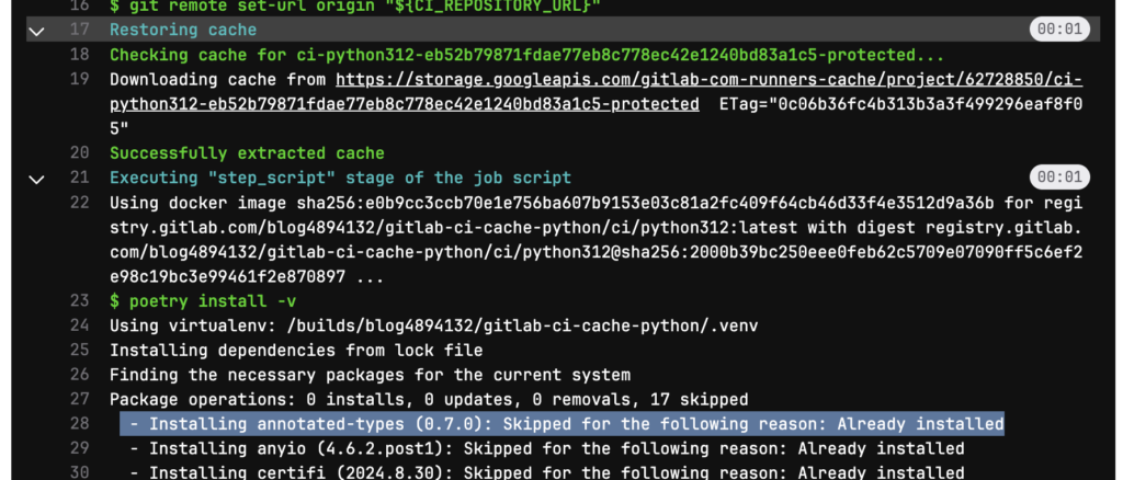 How to cache poetry environment in GitLab CI/CD · hirohirolab